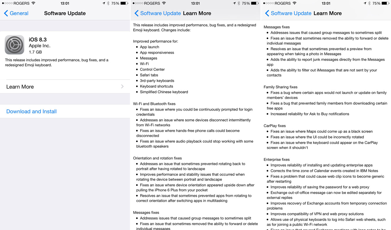Apple Releases iOS 8.3